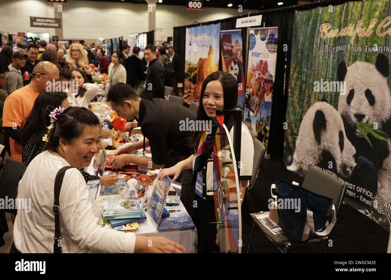 Los Angeles, USA. 3rd Feb, 2024. People visit the China booth during ...