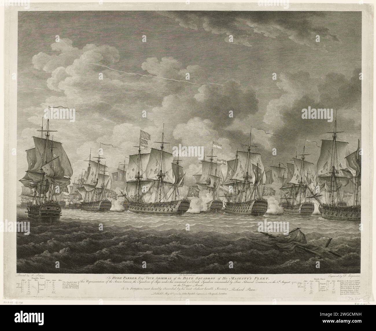 Sea battle at Doggersbank, 1781, Daniel Lerpinière, After Richard Paton ...