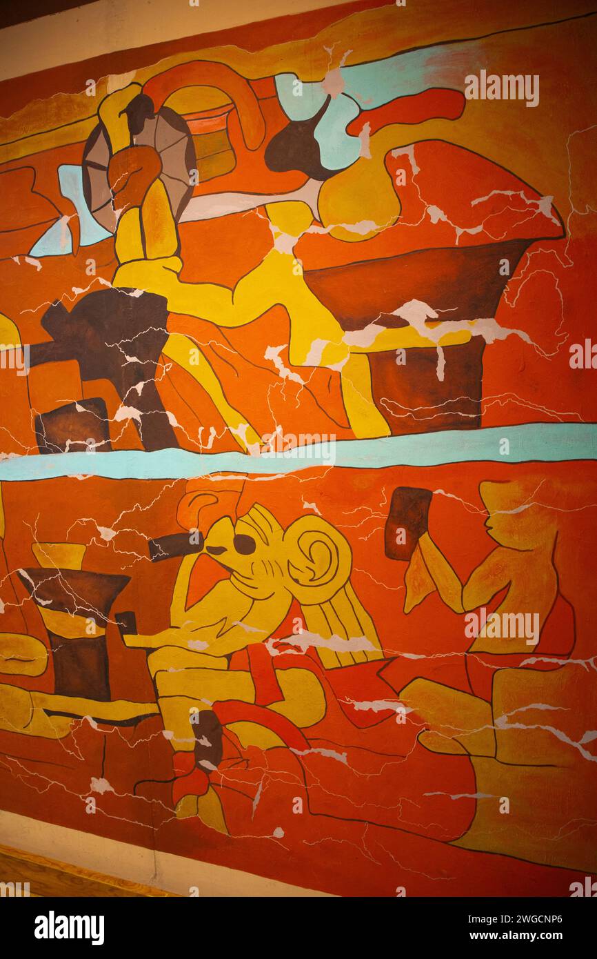 Mural of Drinkers, 200 AD, Replica, Museo de Sitio de Cholula, Cholula ...