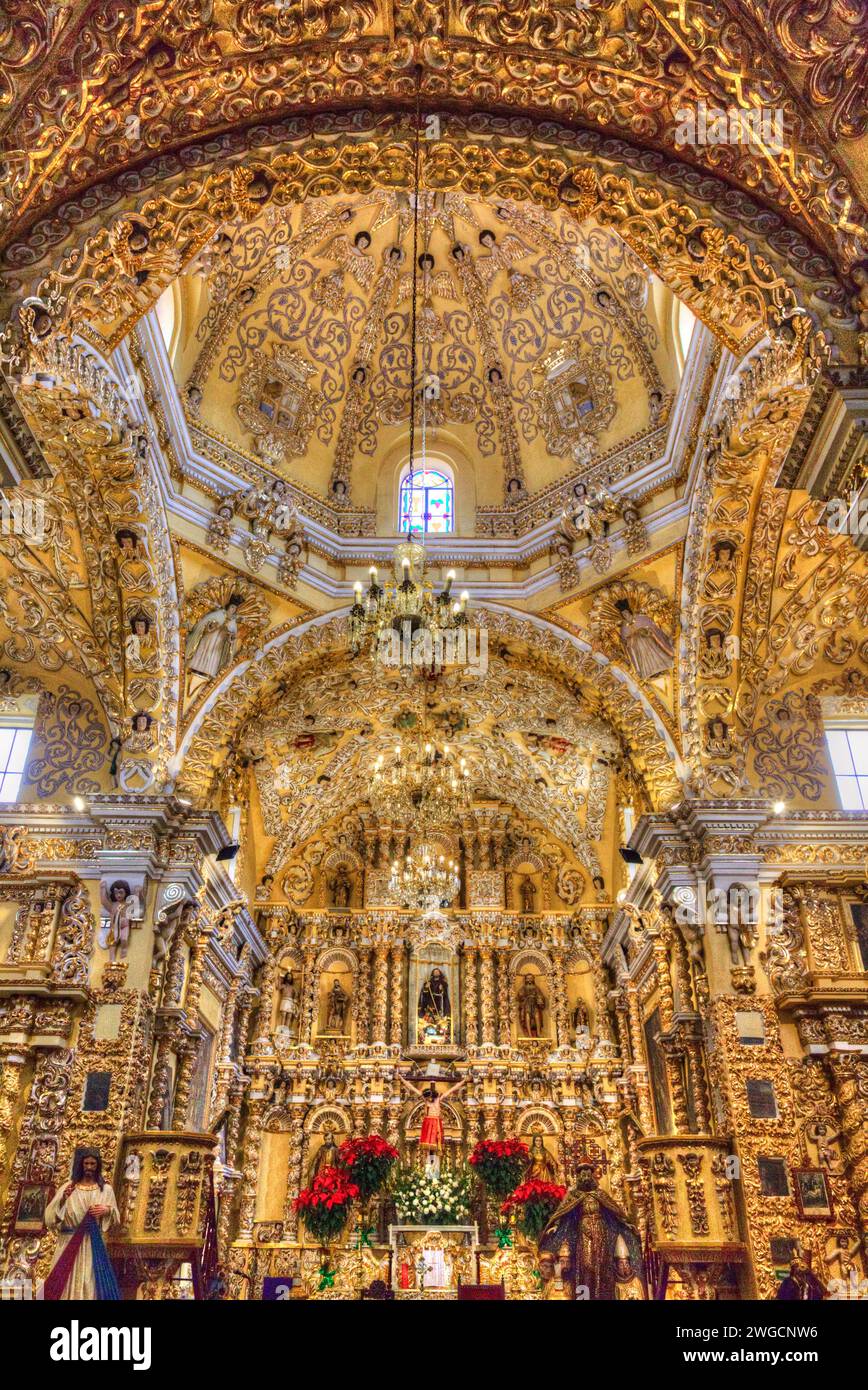 Polychrome Figures and Golden Reliefs, Church of San Francisco Acatepec ...