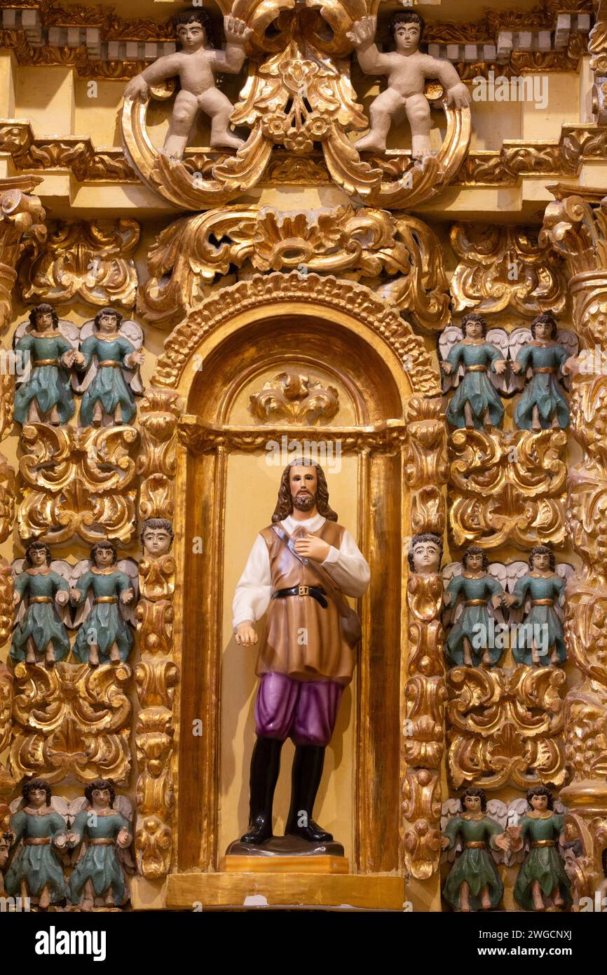 Polychrome Figures and Golden Reliefs, Church of San Francisco Acatepec ...