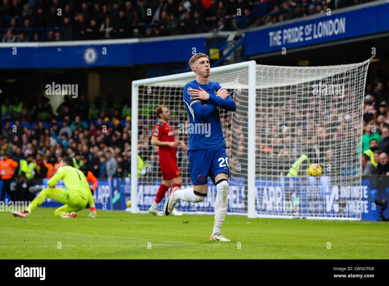 LONDON, UK - 4th Feb 2024: Cole Palmer of Chelsea celebrates scoring ...