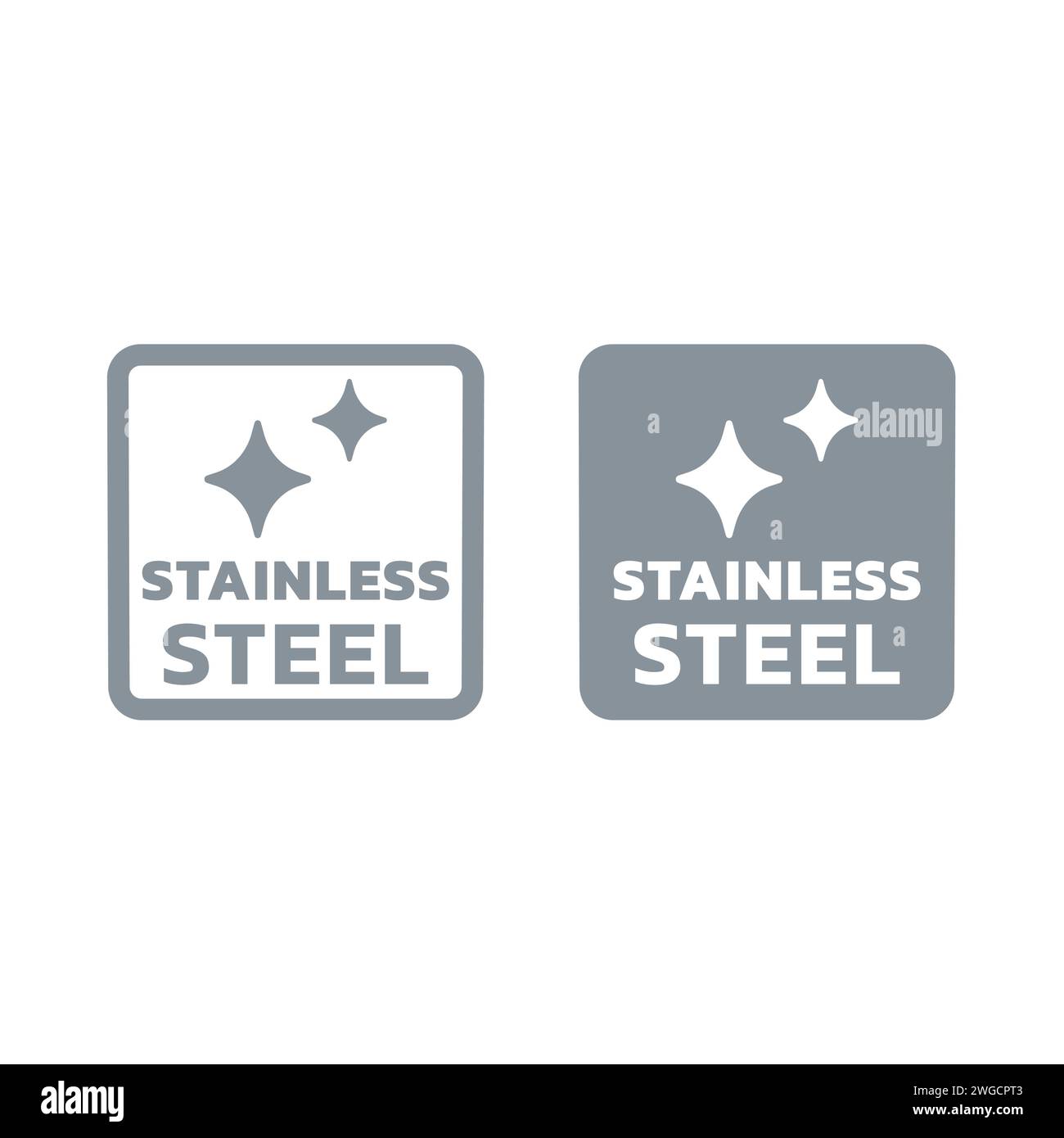 Stainless steel vector label. Sticker for utensils, pots and pans Stock ...