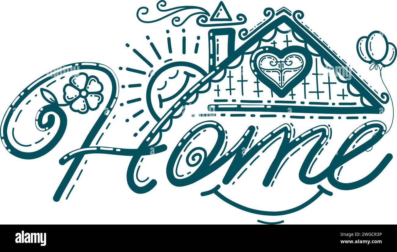 House lettering.Festive mood.Vector illustration Stock Vector Image ...