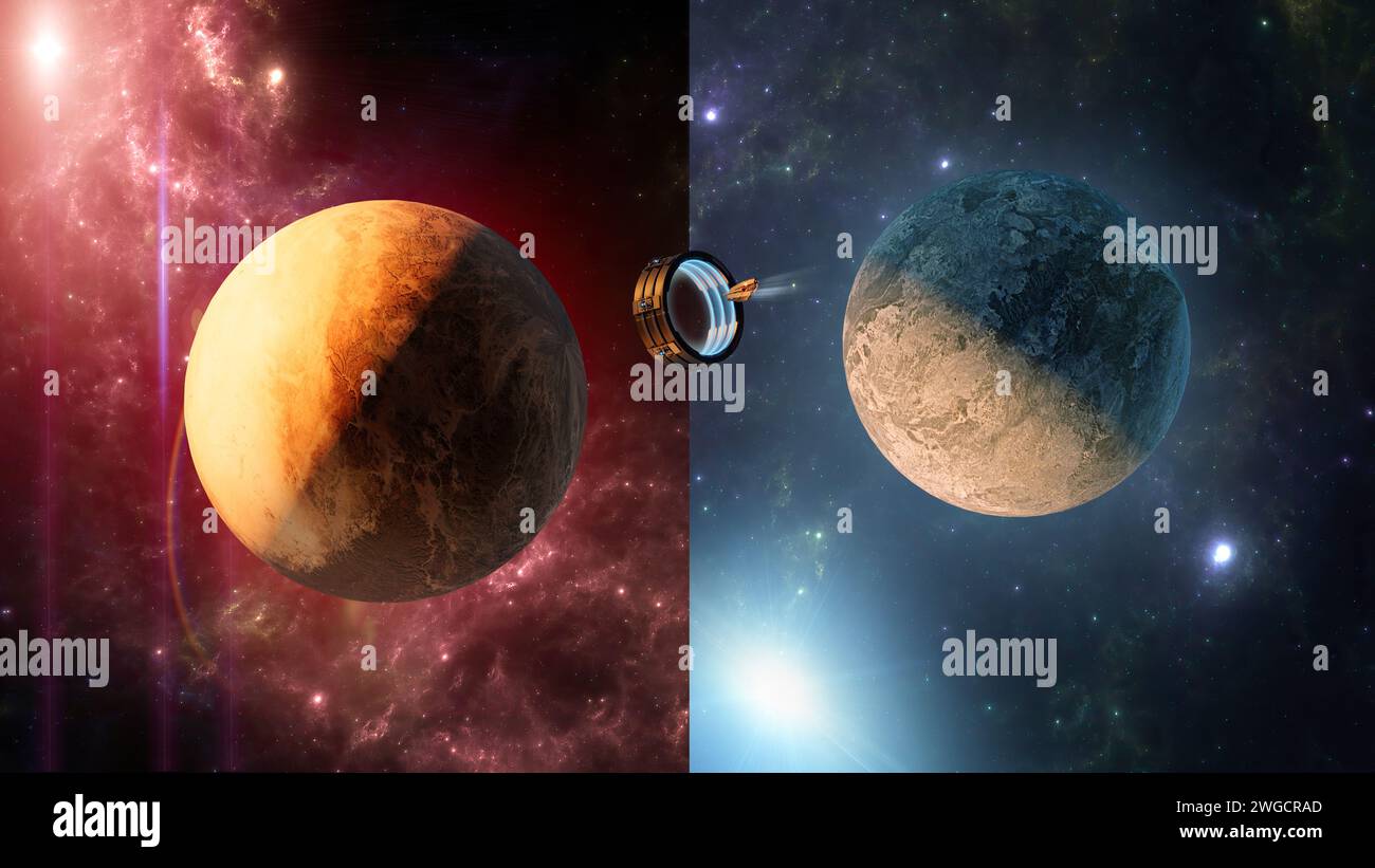 Interstellar Travel And Dimensional Portals Spaceships Exploring New Planets And Space Time