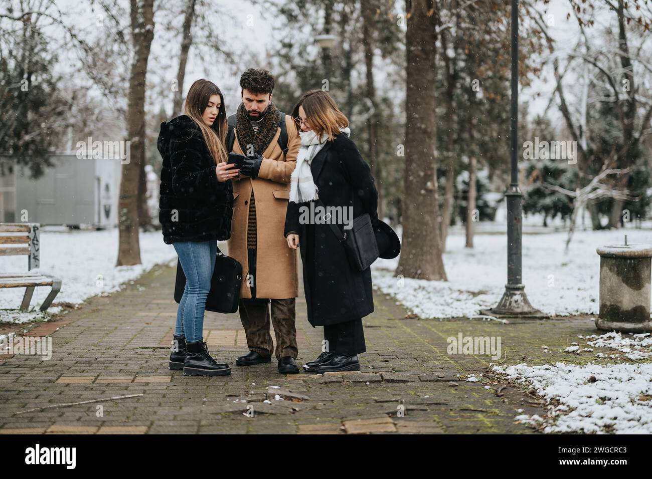 A diverse group of young business professionals huddle together ...