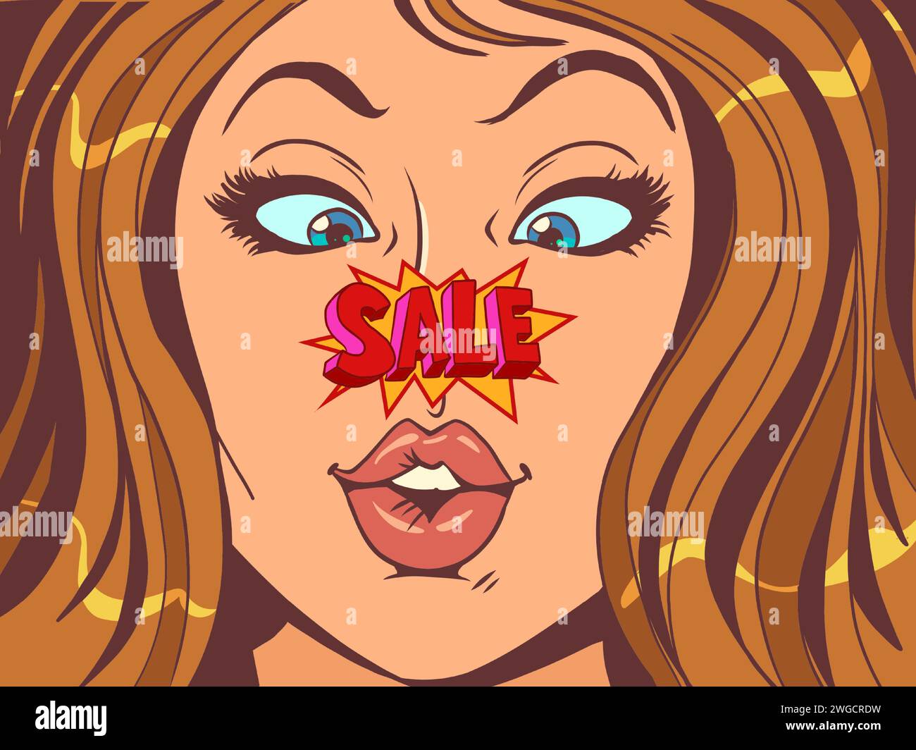 Discounts for clients. It's time to shop in the store. The girl looks ...