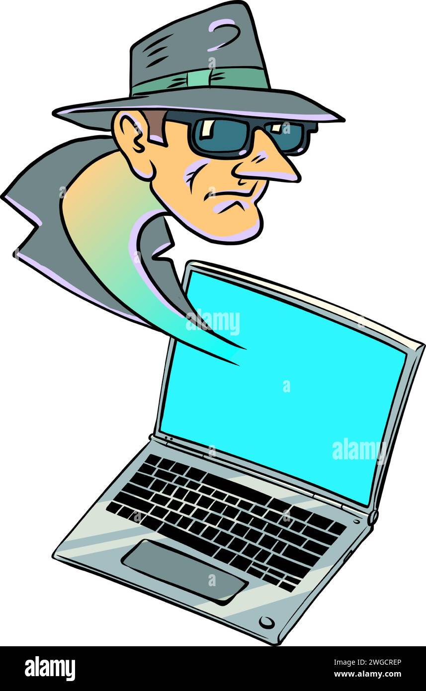 Cartoon hacker man laptop hi-res stock photography and images - Alamy