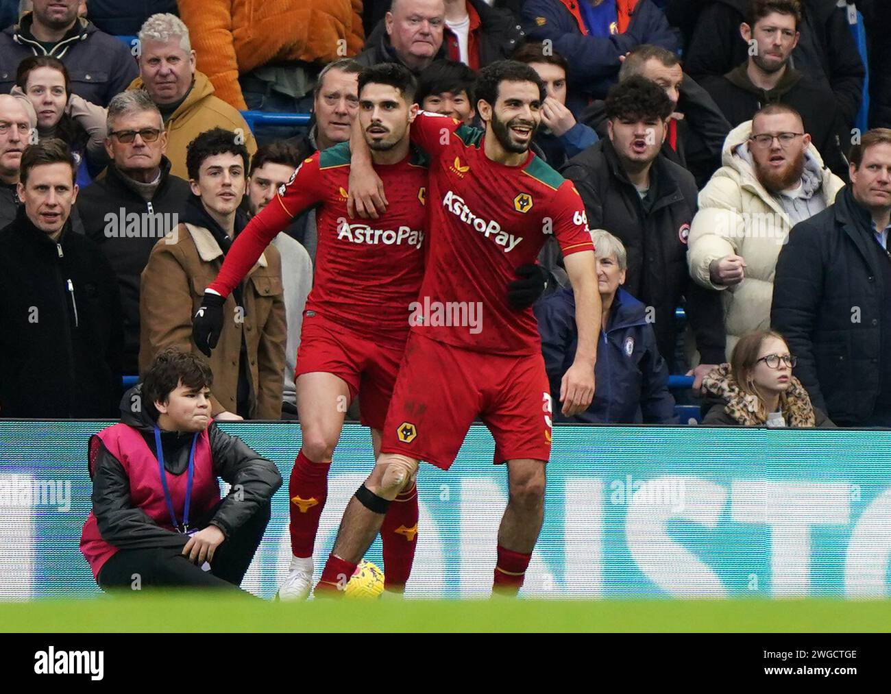 Wolverhampton Wanderers' Rayan Ait-Nouri (right) celebrates with Pedro ...