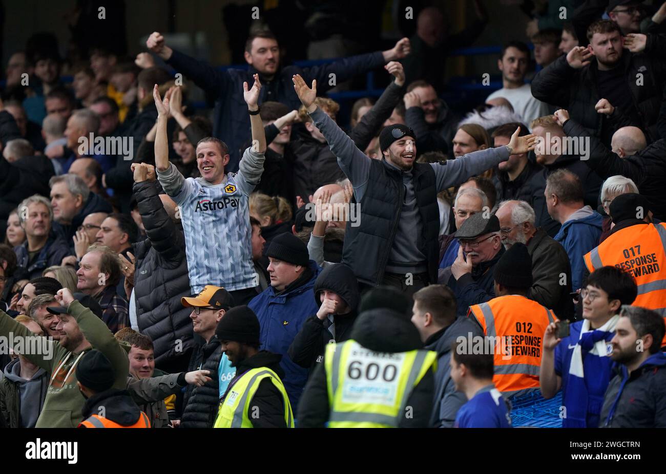 Wolverhampton Wanderers fans celebrate their side's second goal in the ...