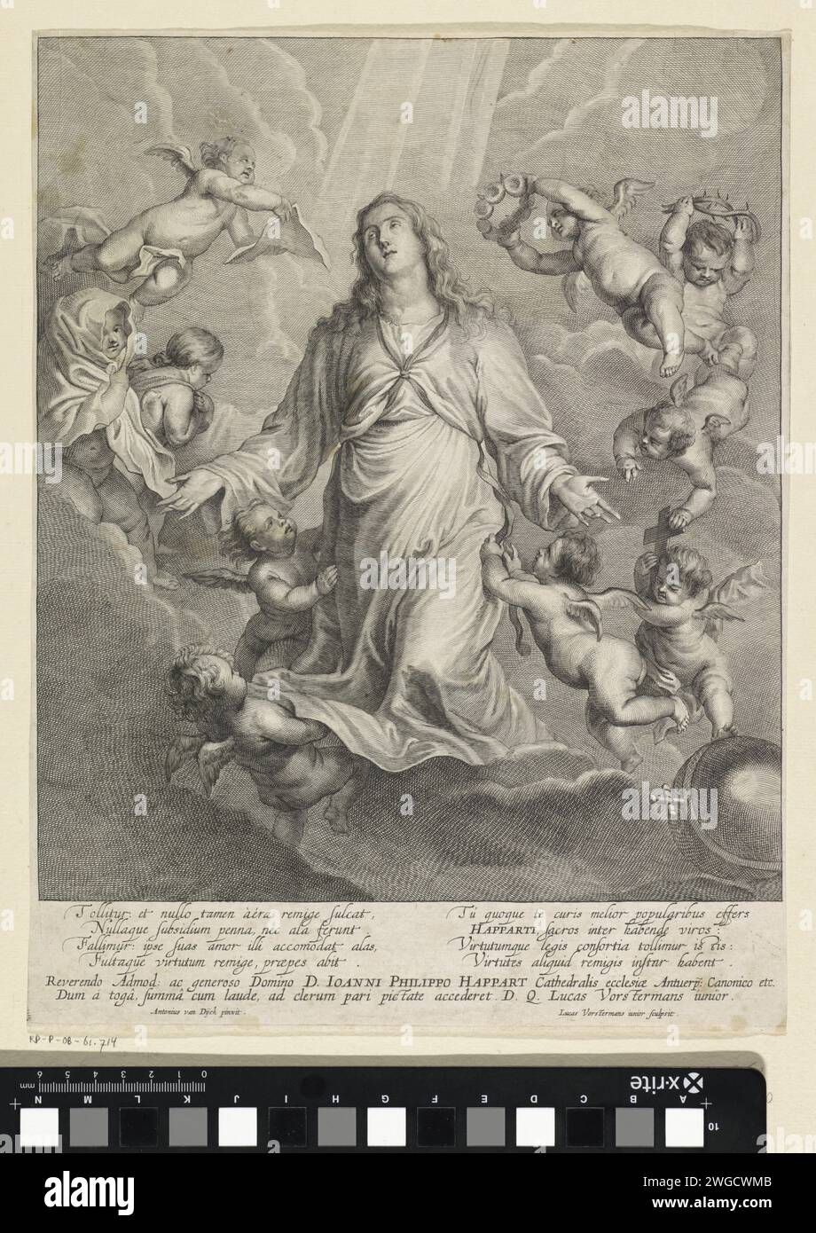 Maria in the clouds, surrounded by Engelen, Lucas Vorsterman (II ...
