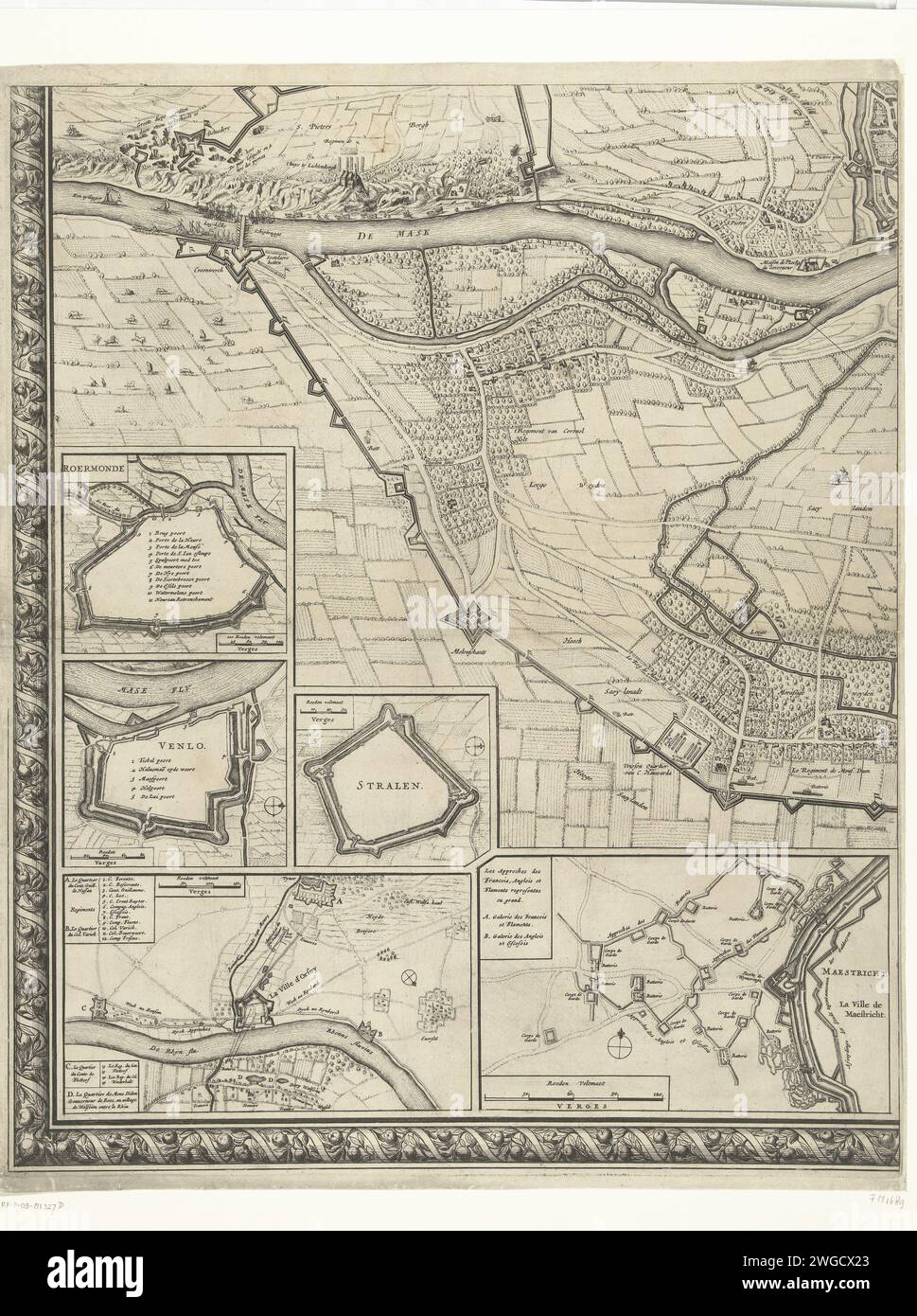Large map of the siege of Maastricht, 1632, plate 4, 1632 print Large ...
