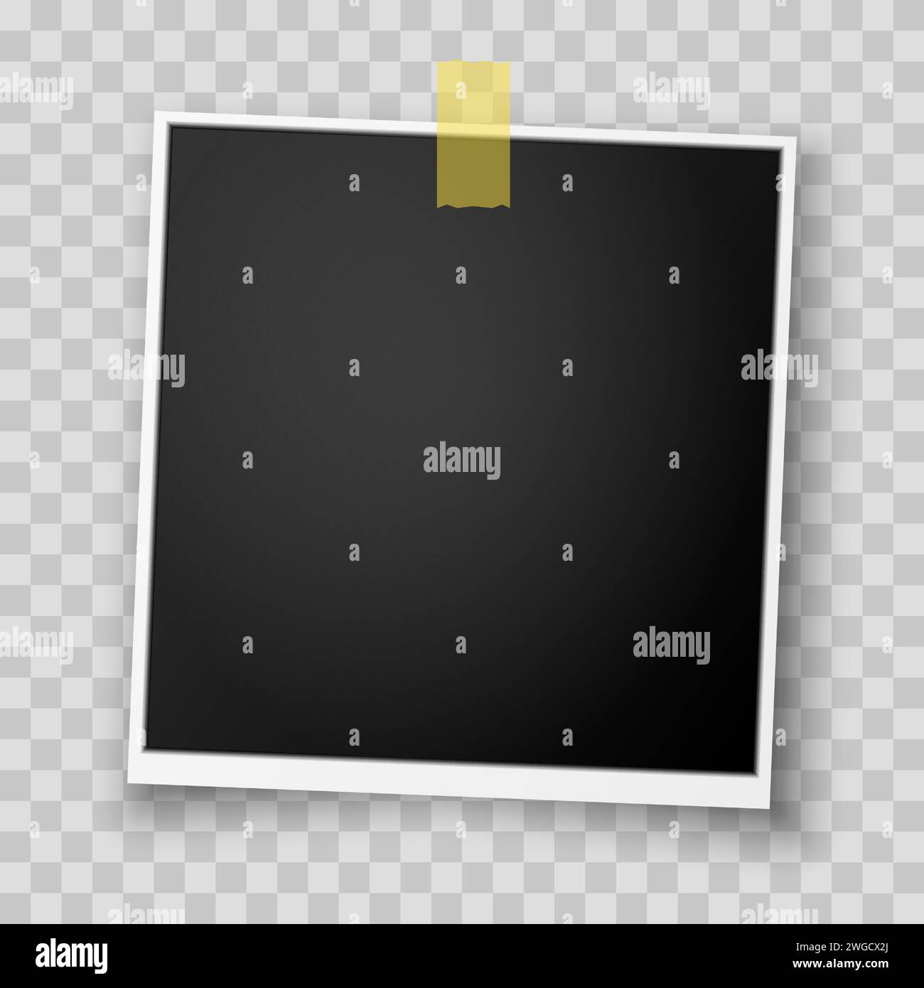 Realistic layout of Polaroid photo frame with adhesive tape on ...