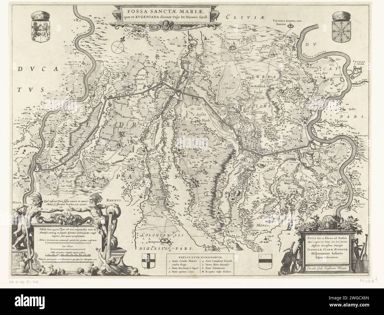 Canal Fossa Eugeniana between Rhine and Maas, 1635 - 1672 print Map ...