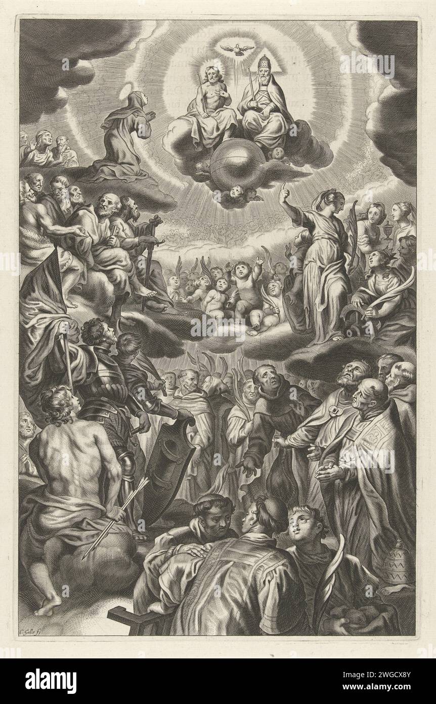 Trinity, Cornelis Galle (II), After Abraham van Diepenbeeck, 1650 - 1653 print God the Father ...