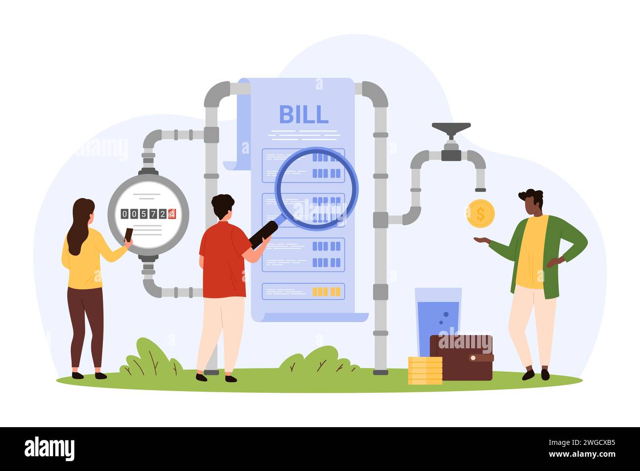 Payment of water bill. Tiny people research paper invoice through ...