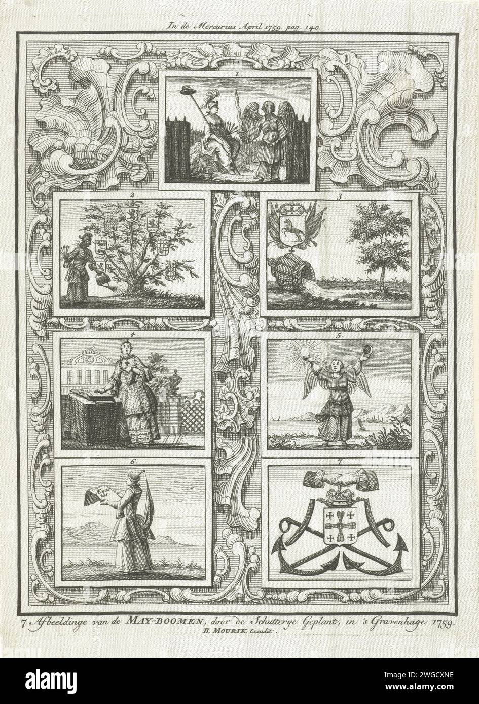 May tree planted by the Haagse Schutterij, 1759, 1759 print The seven ...