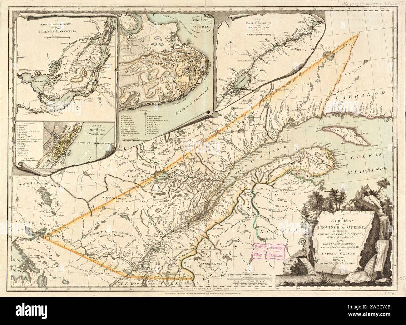Vintage "A new map of the Province of Quebec according to the Royal ...
