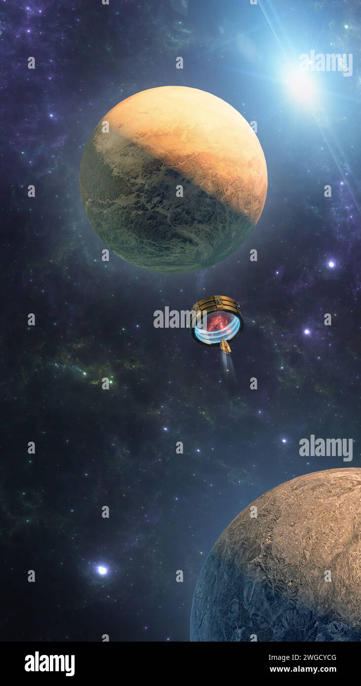 Interstellar Travel And Dimensional Portals Spaceships Exploring New Planets And Space Time