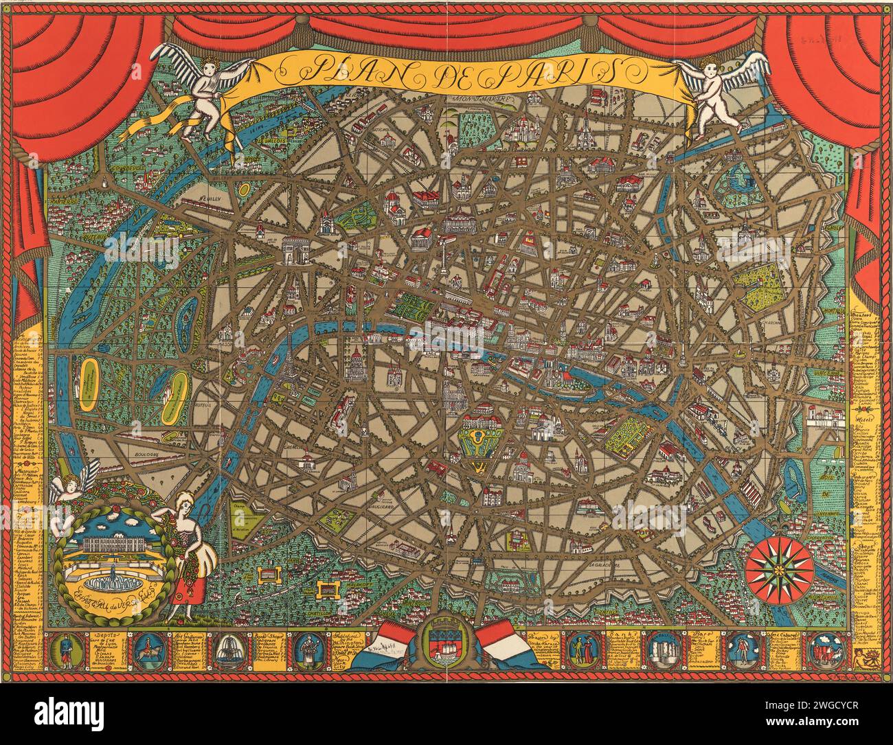 Illustrated map paris hi-res stock photography and images - Alamy