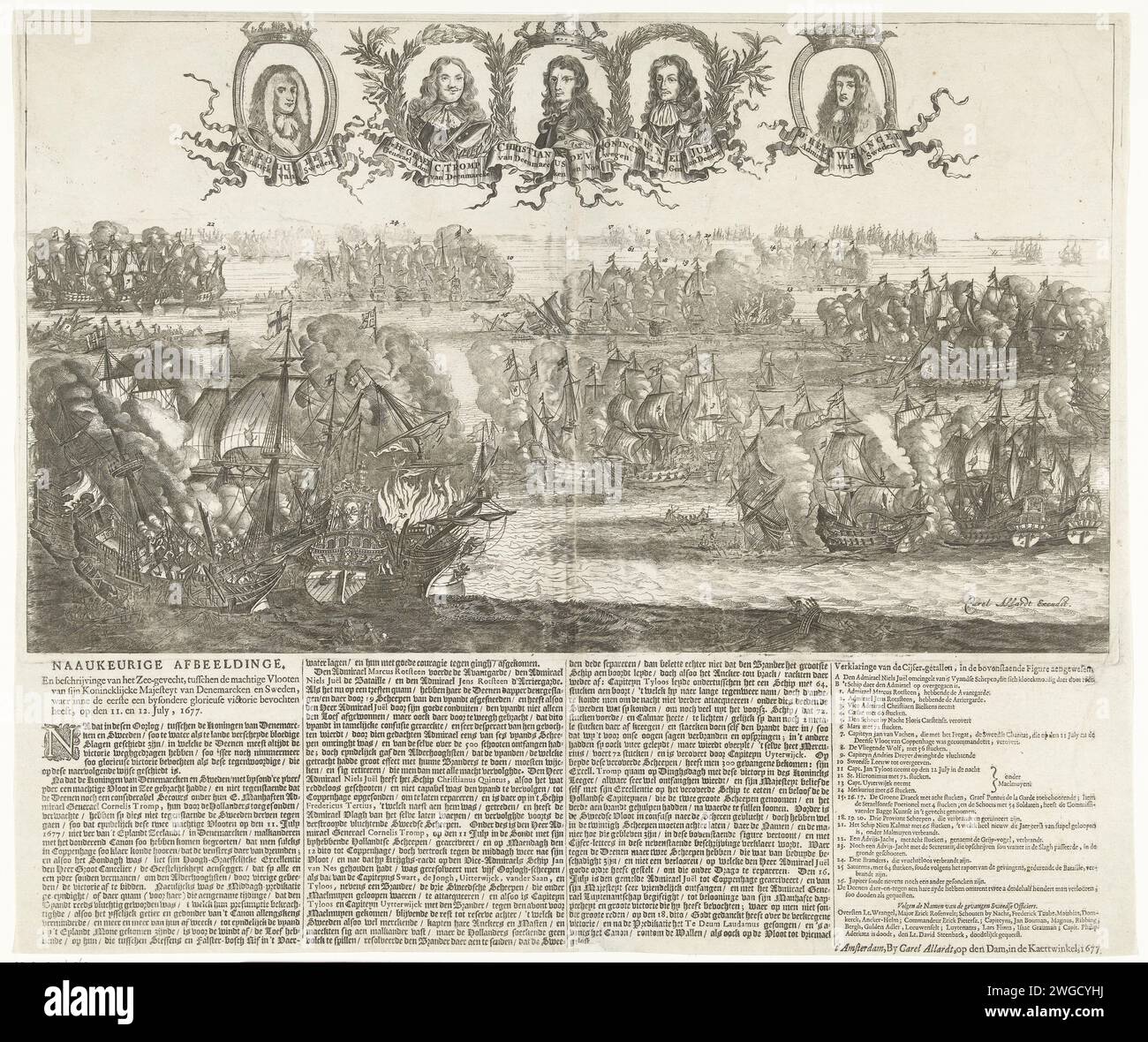 Sea battle in the Kooge Bend, 1677, Anonymous, 1677 print Sea battle ...