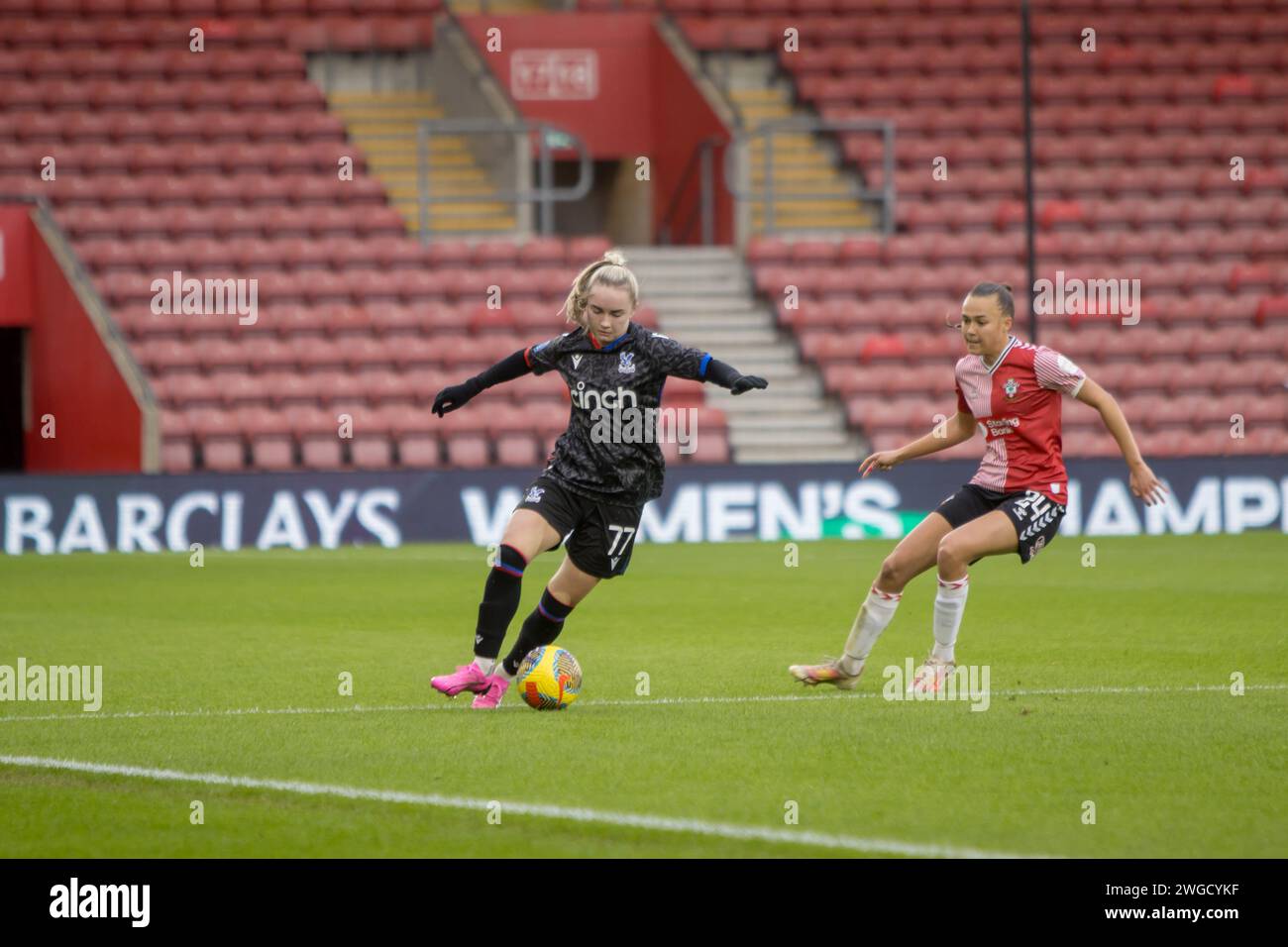 Southampton, UK. 4th Feb, 2024. Izzy Atkinson (77 Crystal Palace) in ...