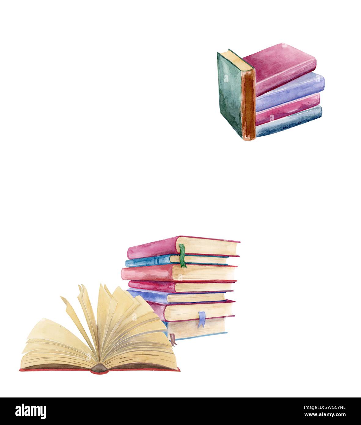 Nice cute and warm watercolor seamless pattern with two stacks of ...