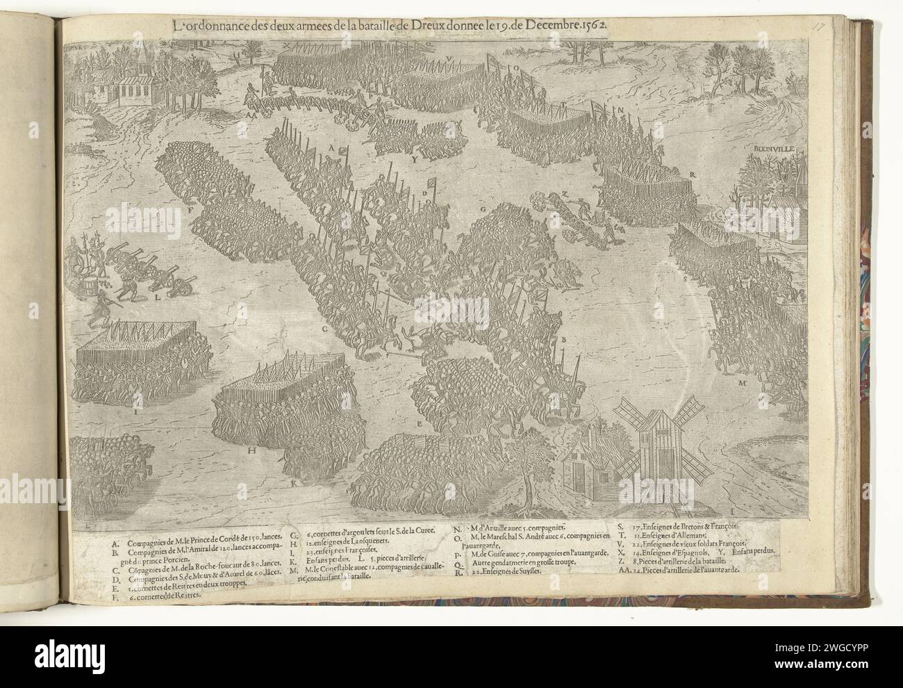 Battle order of the armies in the Battle of Dreux, 1562, 1570 print Battle order of the armies ...