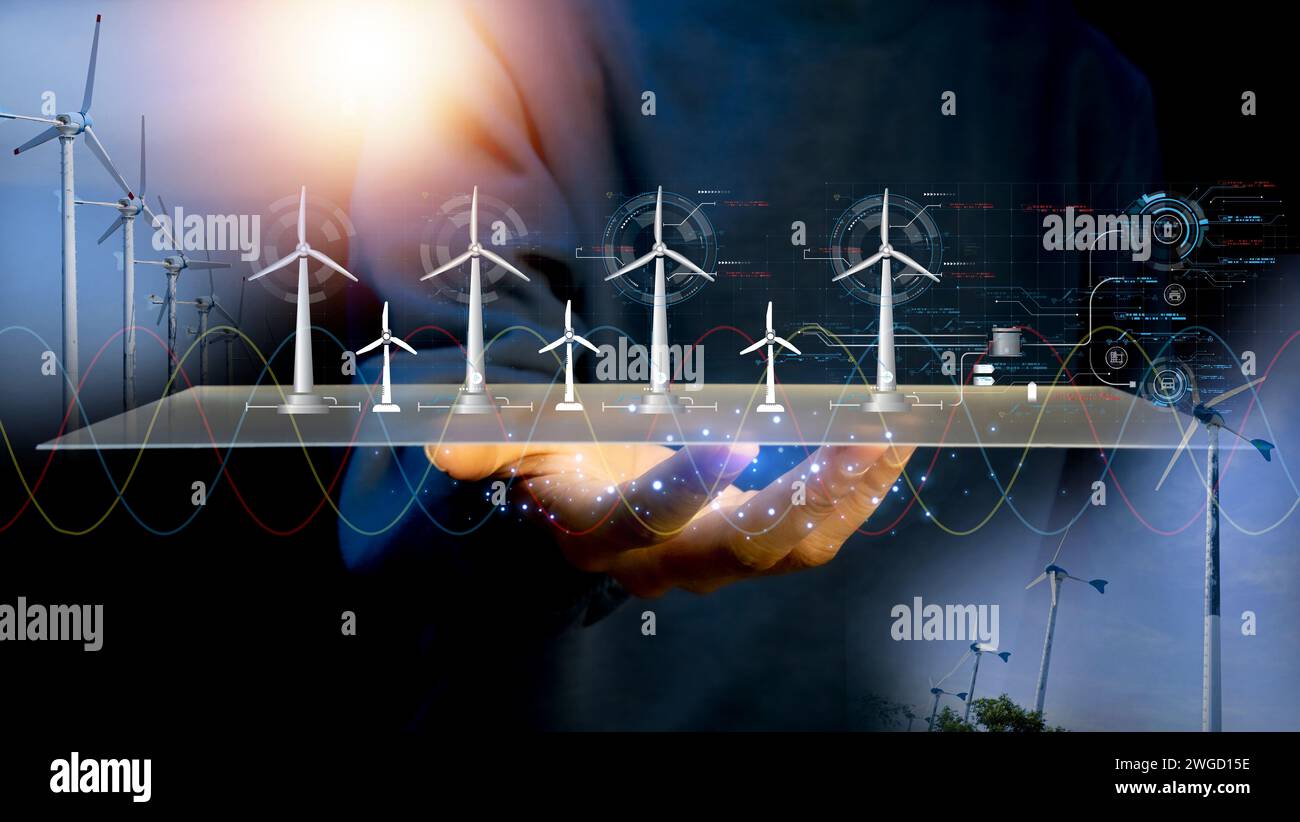 Technology for the environment Using environmentally friendly technology Engineer designs wind ...