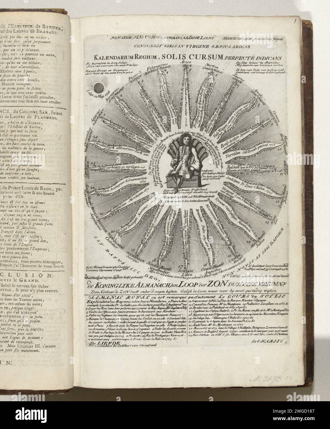 Royal Almanac of Lodewijk XIV, 1705, 1706 print King Louis XIV as a sun ...