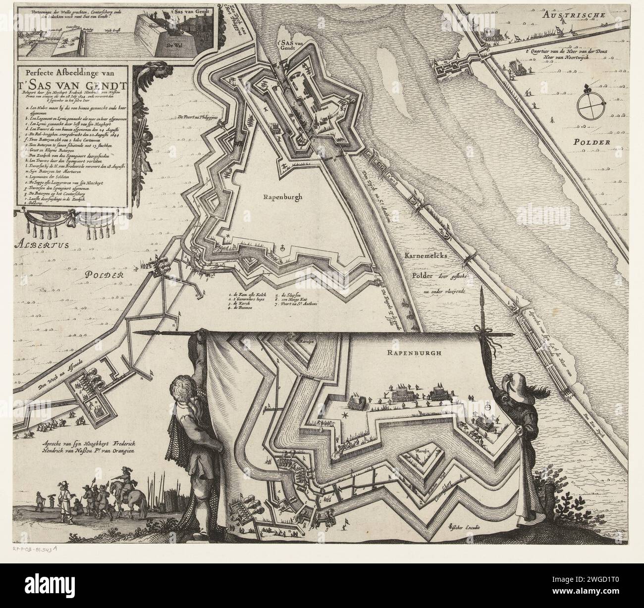 Map of the besieged SAS-Van-Gent, 1644, 1644 print Map of SAS-Van-Gent ...