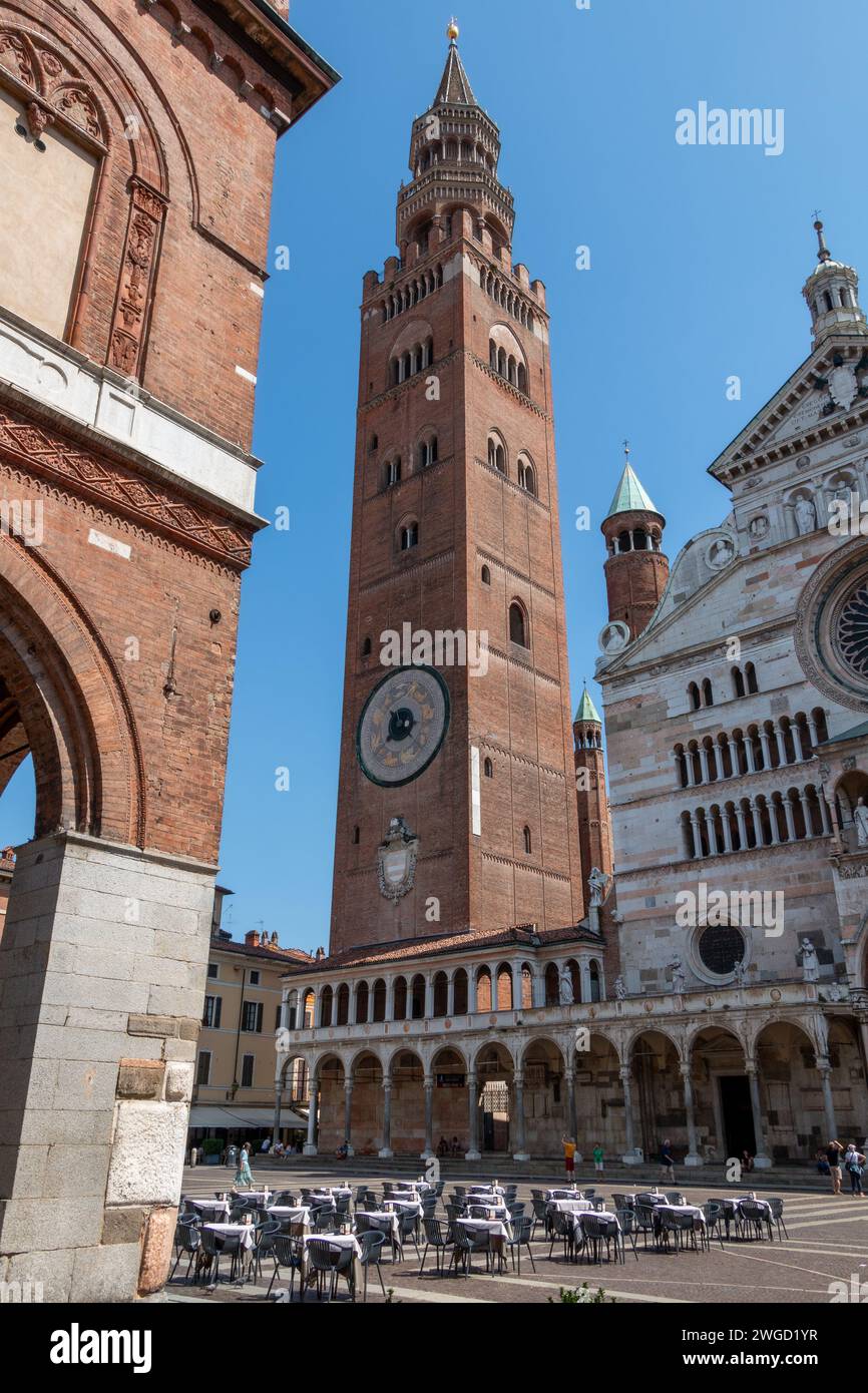 the central square of Cremona with the facade of the cathedral and the ...