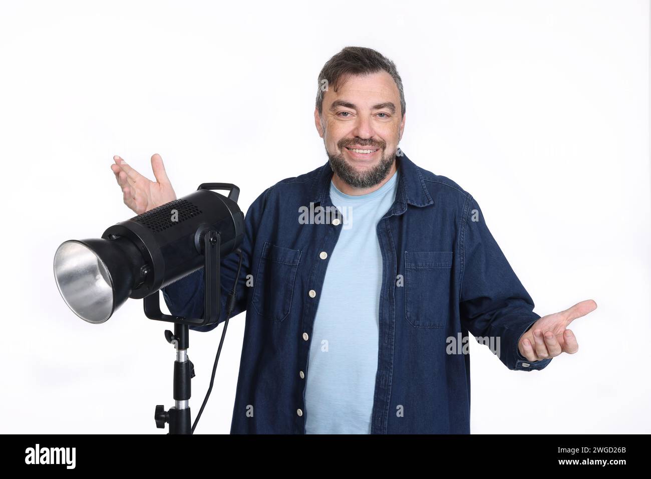 Full isolated studio picture from a photographer with a studio flash ...