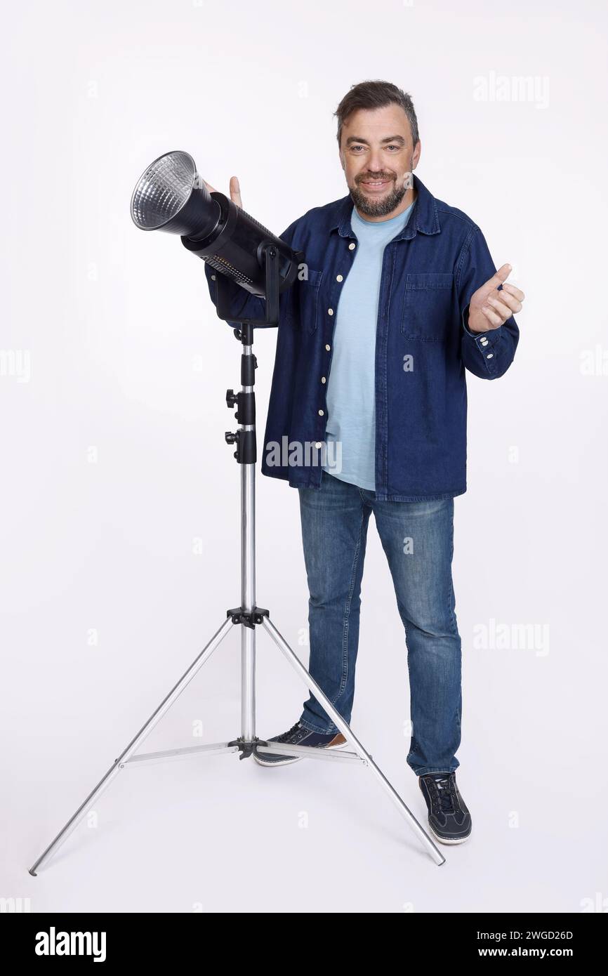 Full isolated studio picture from a photographer with a studio flash ...