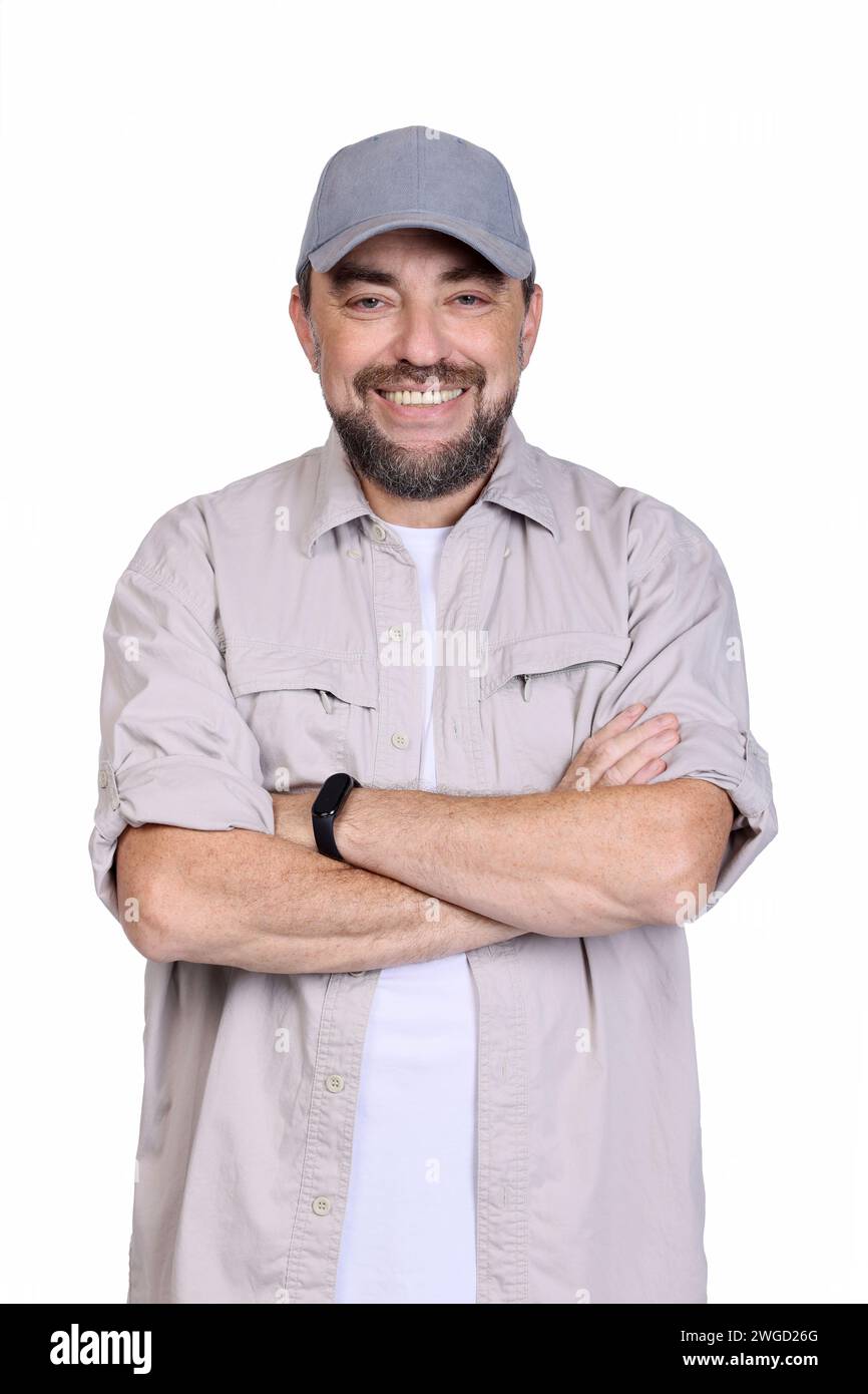 Portrait Of Handsome Smiling Man With Folded Arms Smiling Joyful