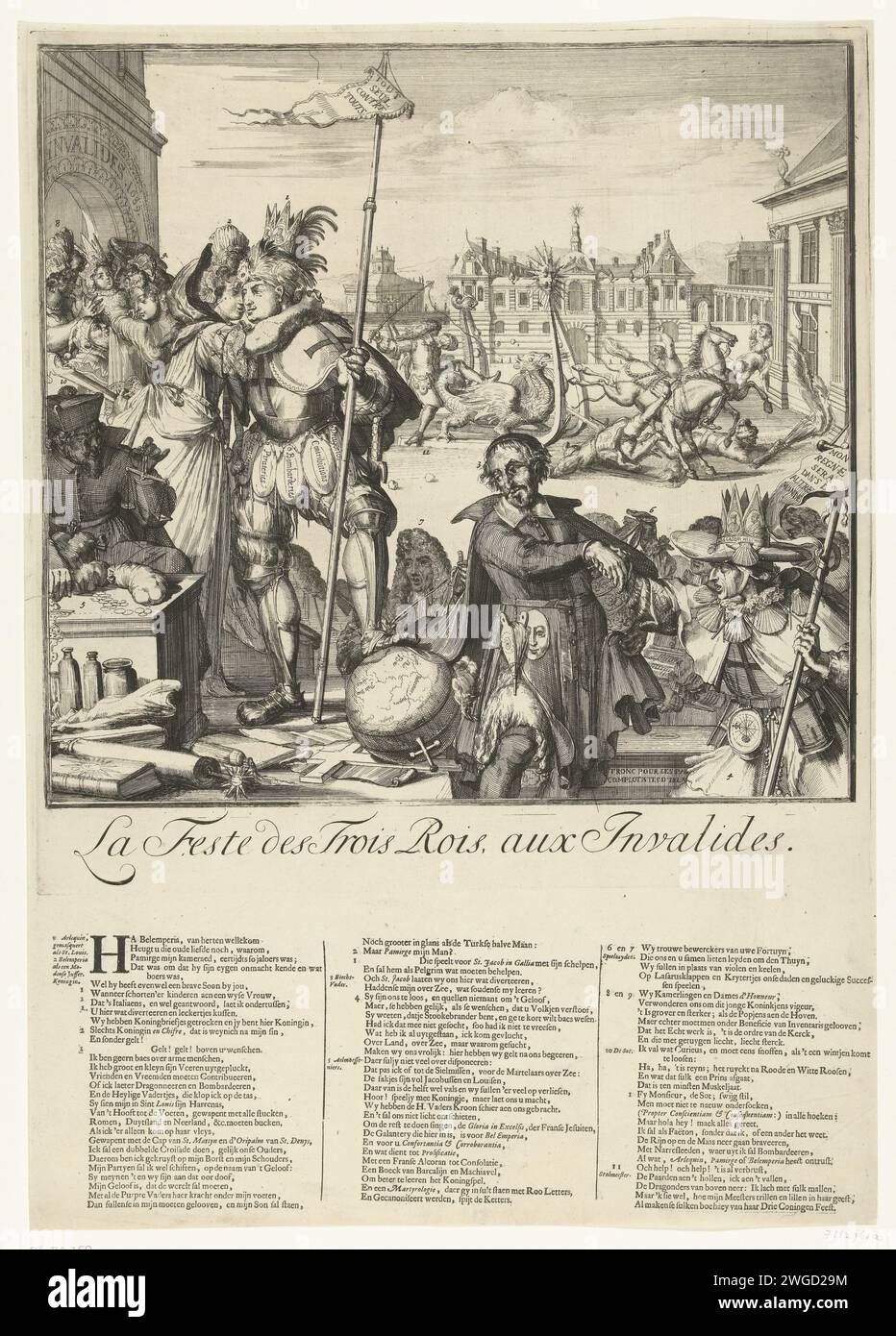 Cartoon on the flight of Jacobus II to Franrkijk, 1689, 1689 print ...