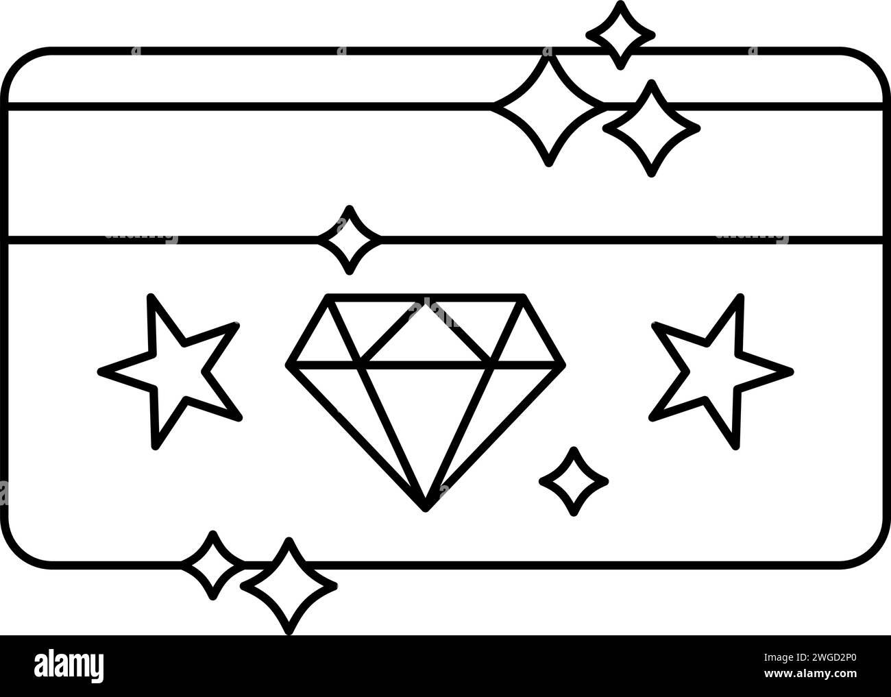 Exclusive benefits icon black and white - credit card with diamond and ...