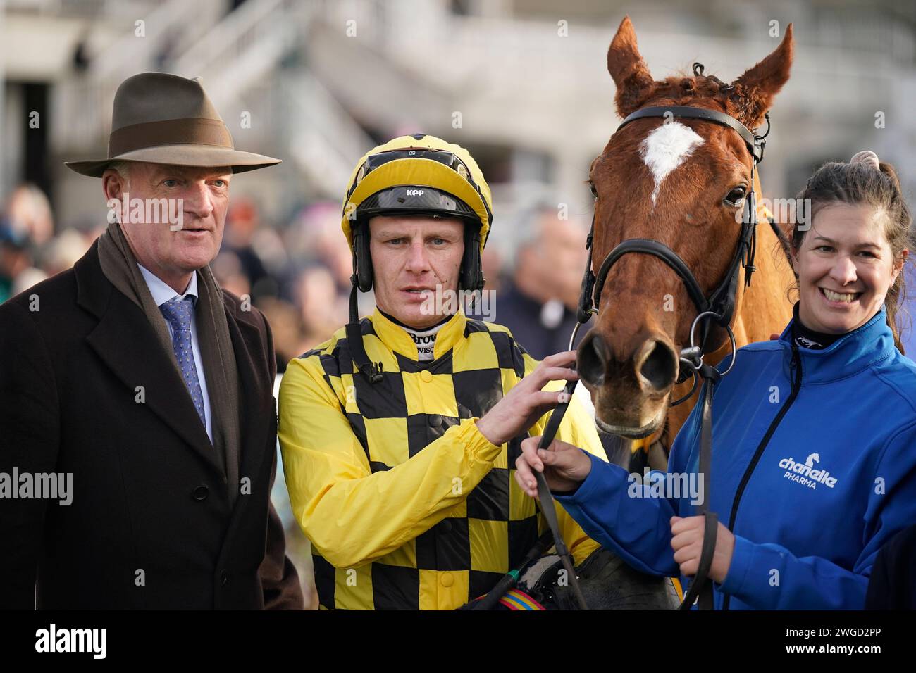 Trainer Willie Mullins (left), with jockey Paul Townend and horse ...