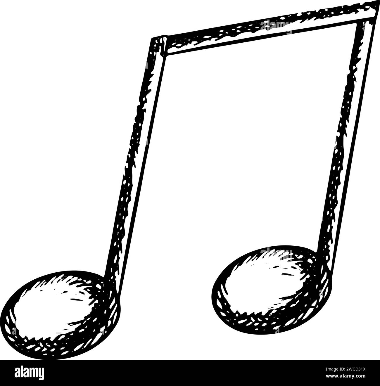 A flat musical note icon. Graphic vector black and white illustration ...