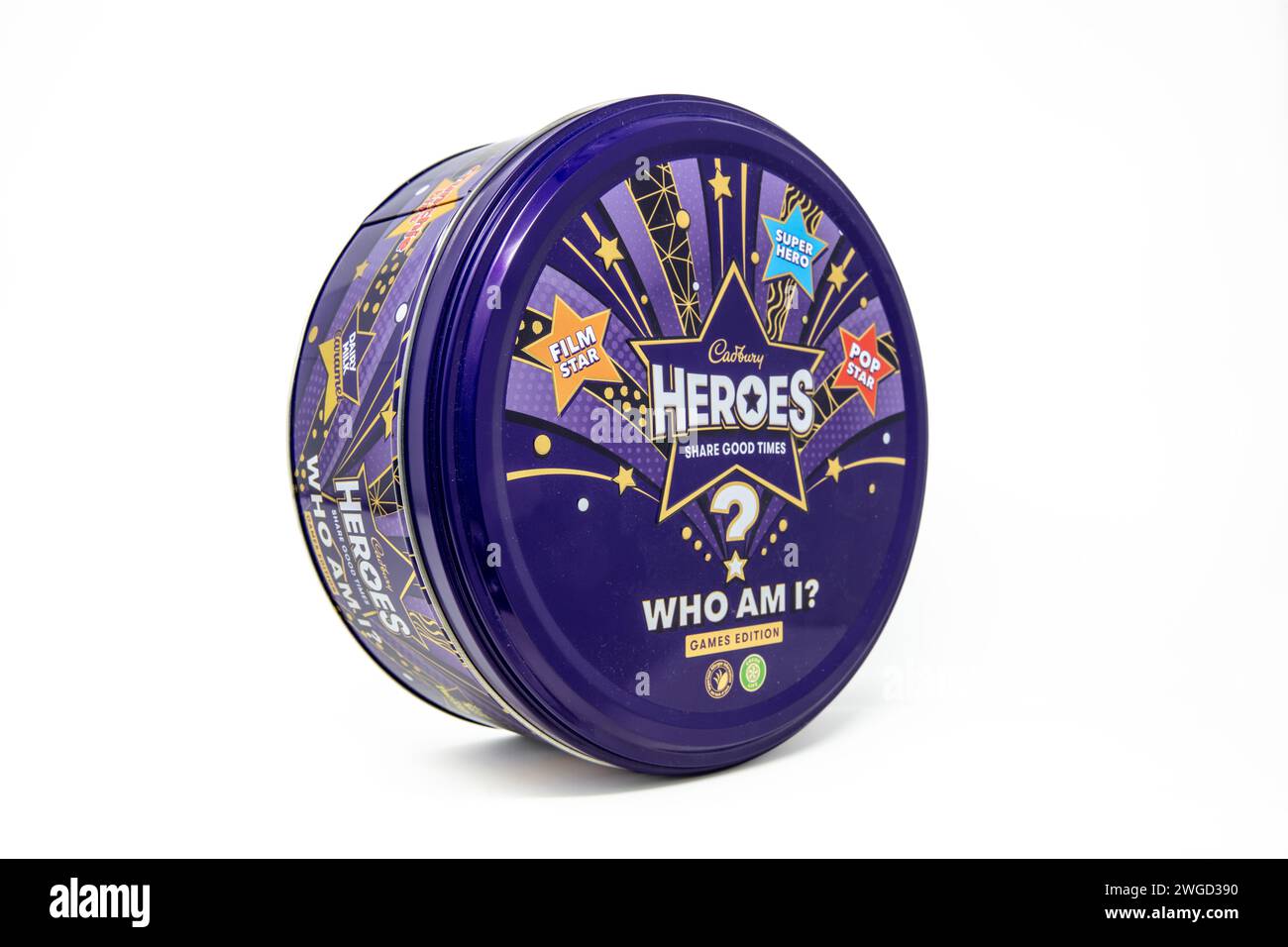 Cadbury Heroes Chocolate Game Tin Stock Photo - Alamy