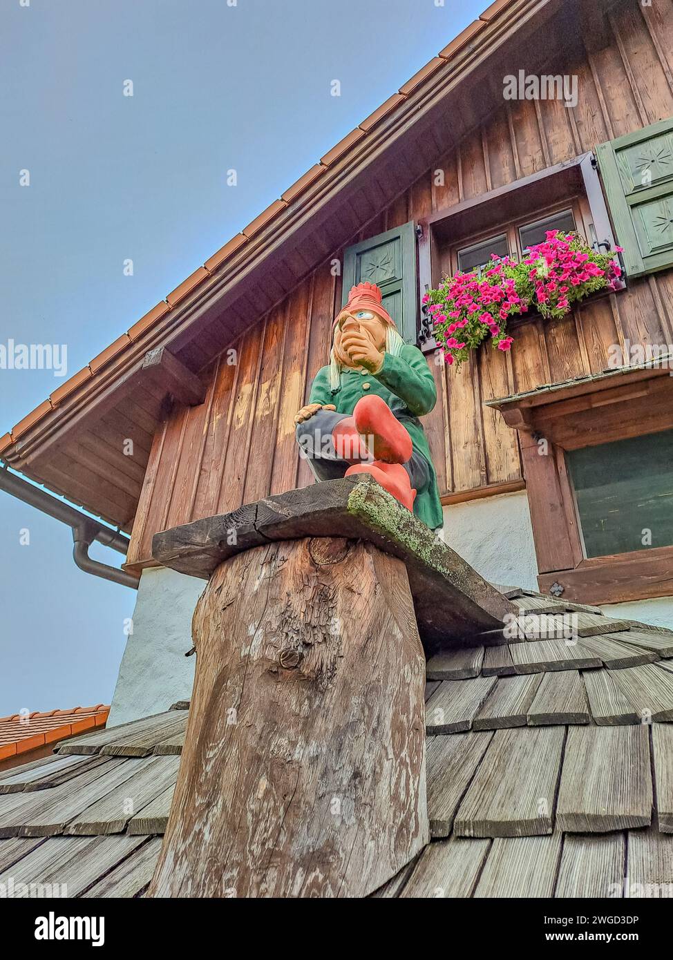 Baba Yaga. Fairy-tale wooden houses with Windows and flowers. Czech ...