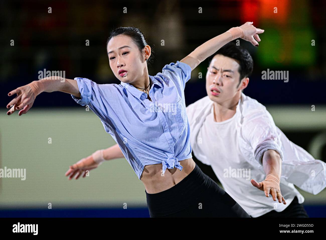 Cheng PENG & Lei WANG (CHN), during Exhibition Gala, at the ISU Four Continents Figure Skating ...