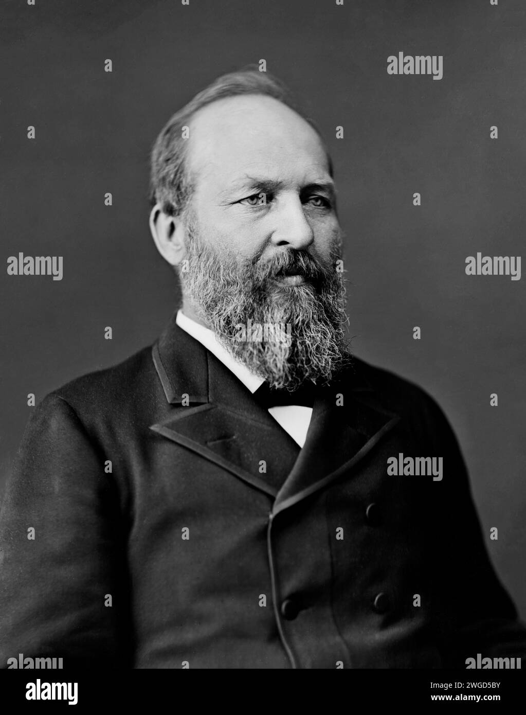 Portrait of president James Abram Garfield. Circa 1881. From Brady-Handy collection Stock Photo ...