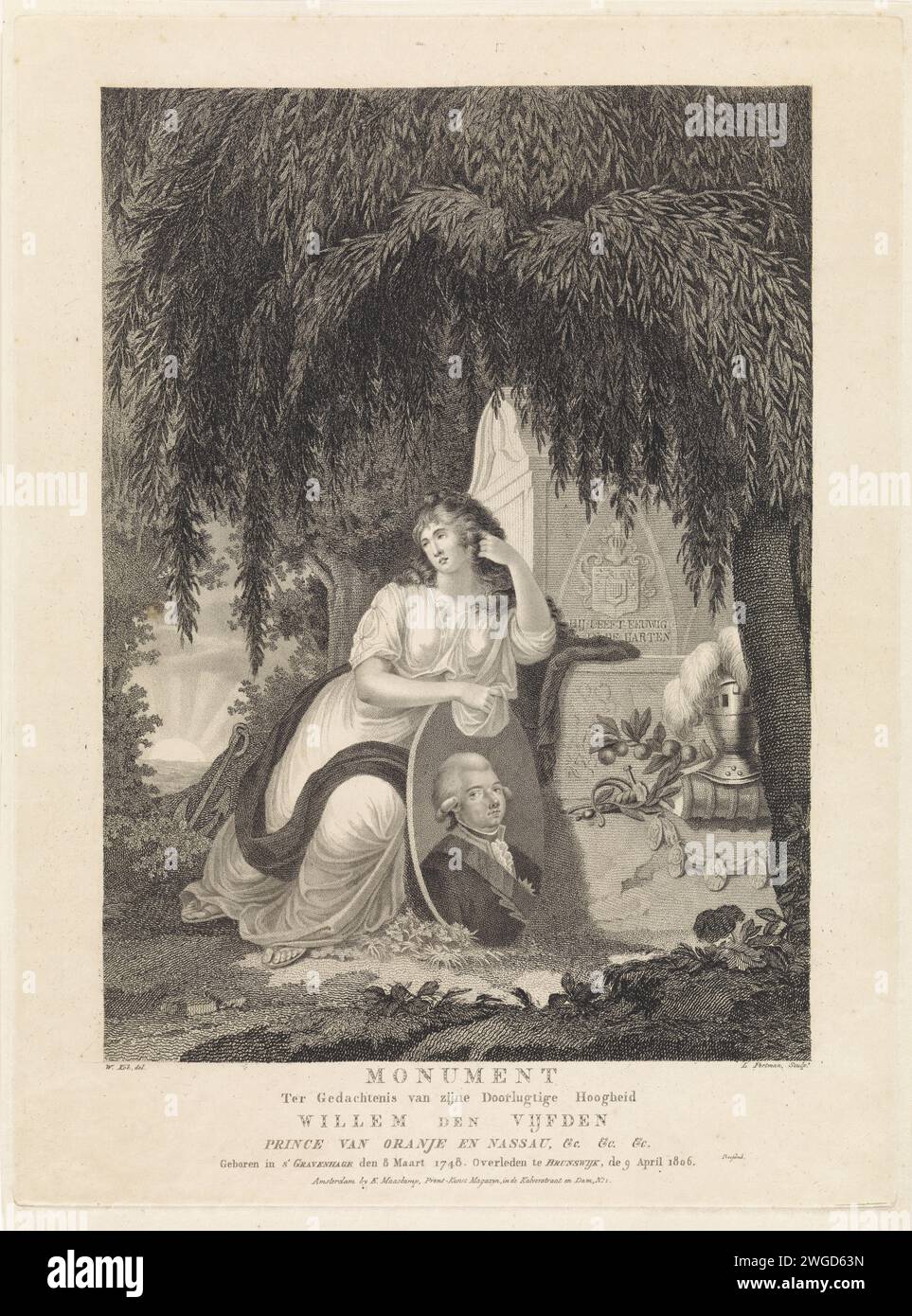 Allegory of the death of Willem V, Prince of Orange, 1806, Ludwig ...