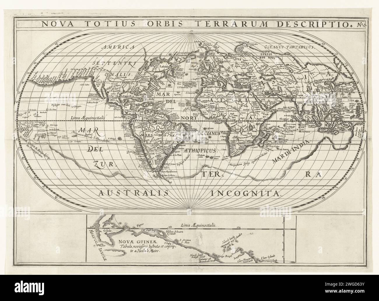 Map of the World with the trips of Joris van Spilbergen and Jacob Le ...