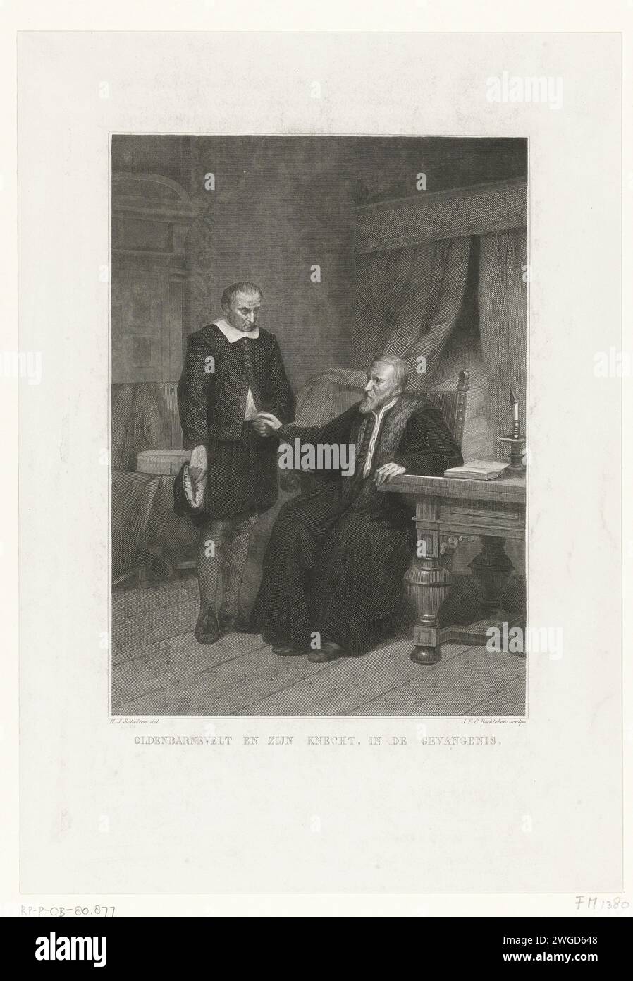 Oldenbarnevelt and his servant Jan Francken in prison The night before ...