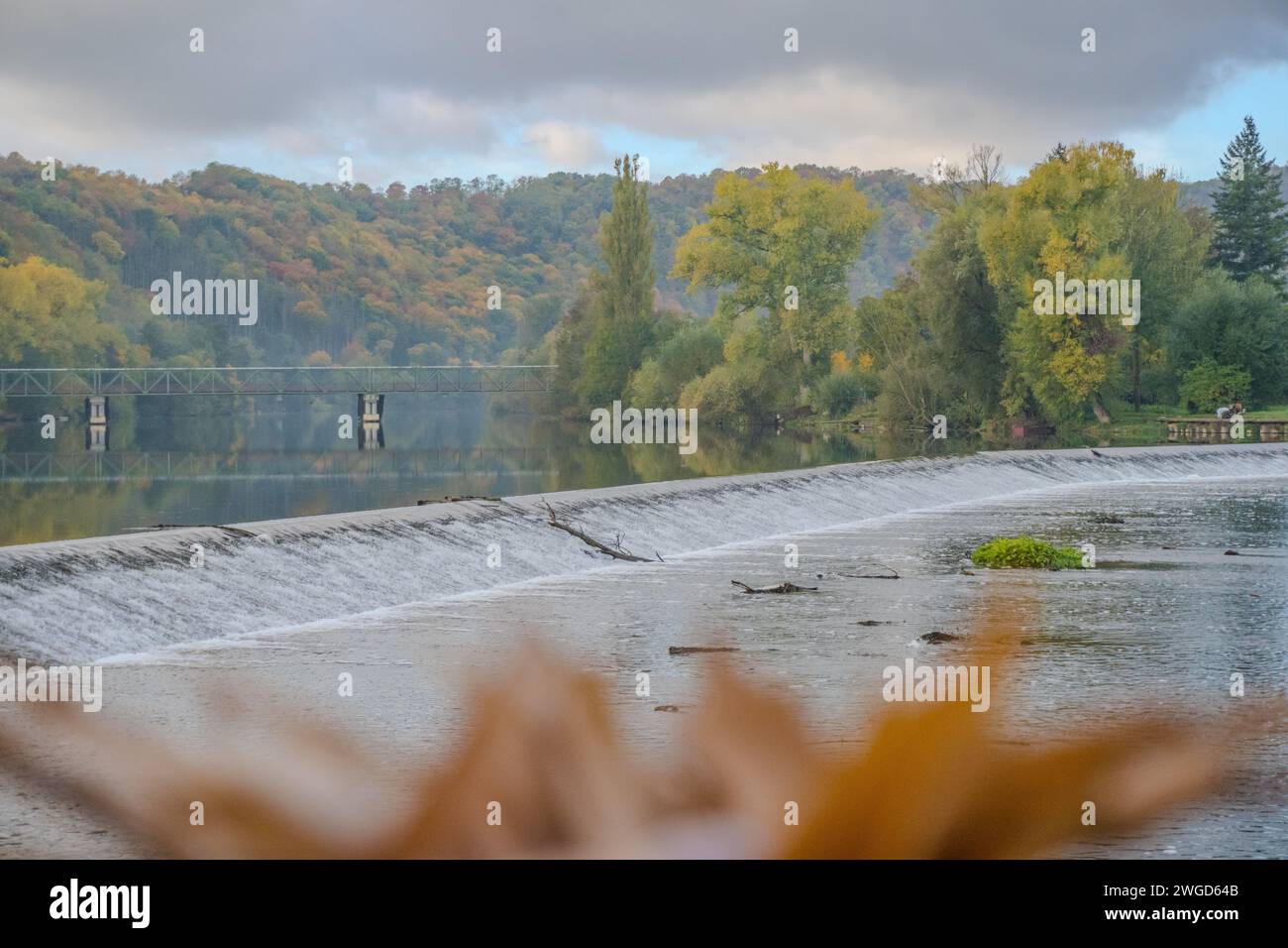 Beautiful views of the autumn river Berounka forest and mountains ...