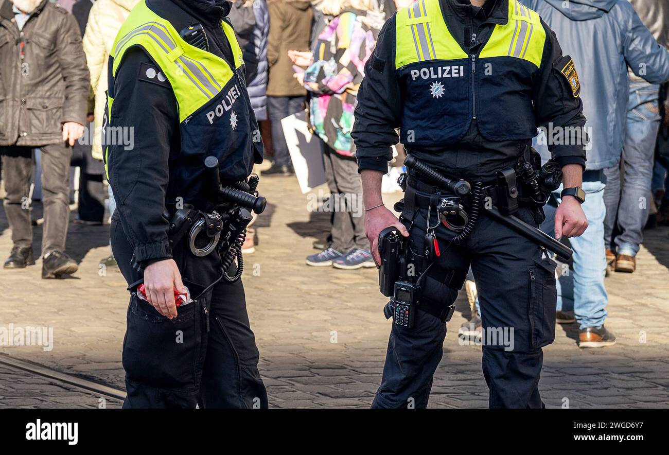 Augsburg, Bavaria, Germany - February 3, 2024: Riot police in police ...