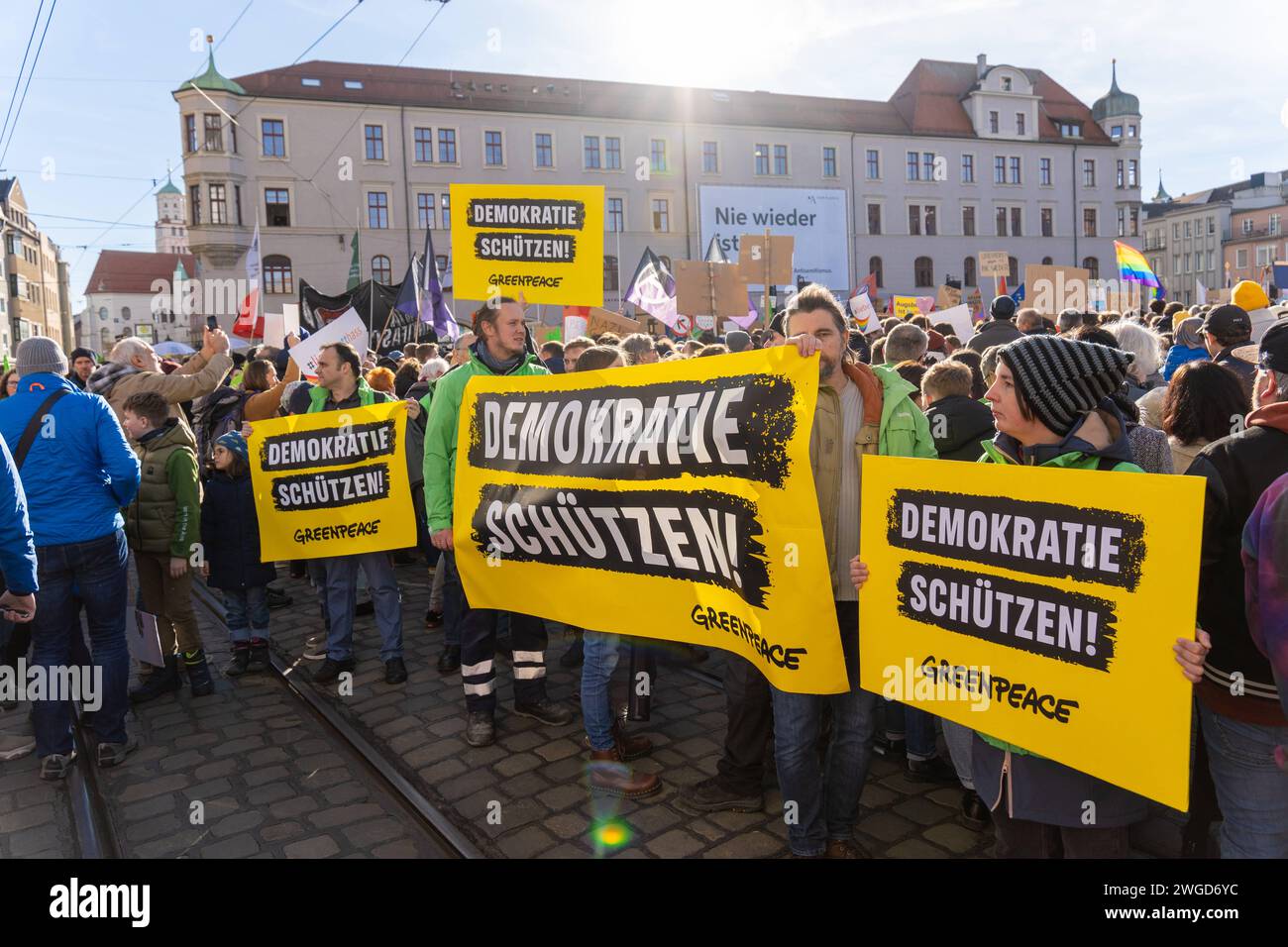 Augsburg, Bavaria, Germany - February 3, 2024: Greenpeace demonstrates ...