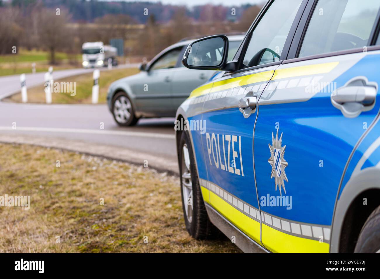 Adelsried, Bavaria, Germany - January 31, 2024: Police vehicle on the ...